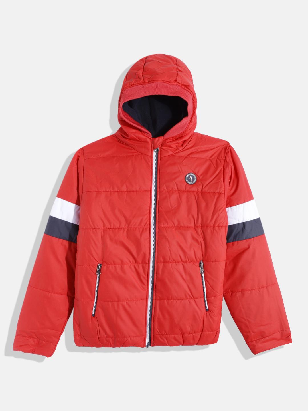 Buy Indian Terrain Teen Boys Red Solid Puffer Jacket - Jackets for Boys ...