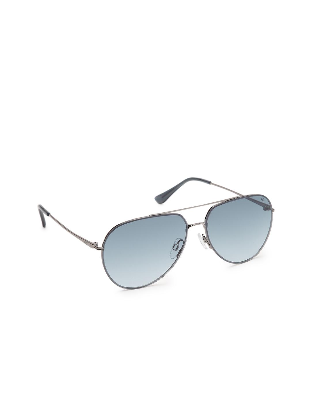 Buy French Connection Men Blue Lens & Gunmetal Toned Aviator Sunglasses ...