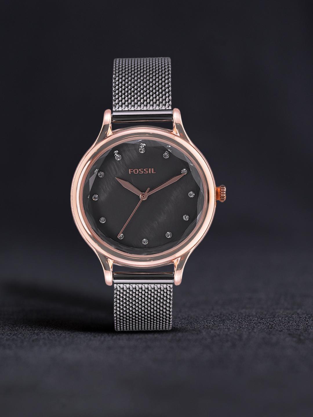 Buy Fossil Women Grey Dial & Gunmetal Toned Laney Analogue Watch BQ3393 ...