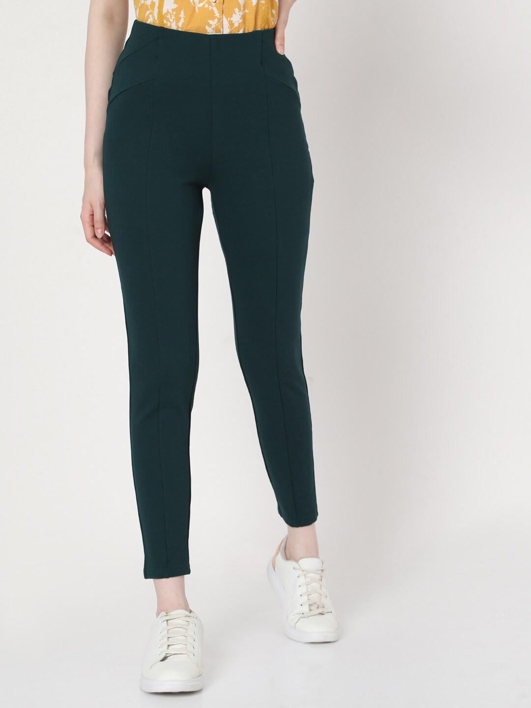 Buy Vero Moda Women Green Solid Skinny Fit Treggings - Jeggings for ...