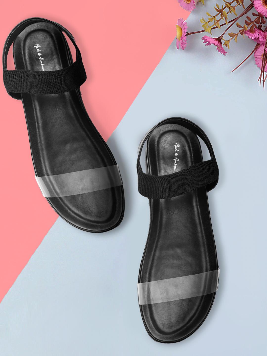 Buy Mast & Harbour Women Transparent & Black Open Toe Flats - Flats for ...