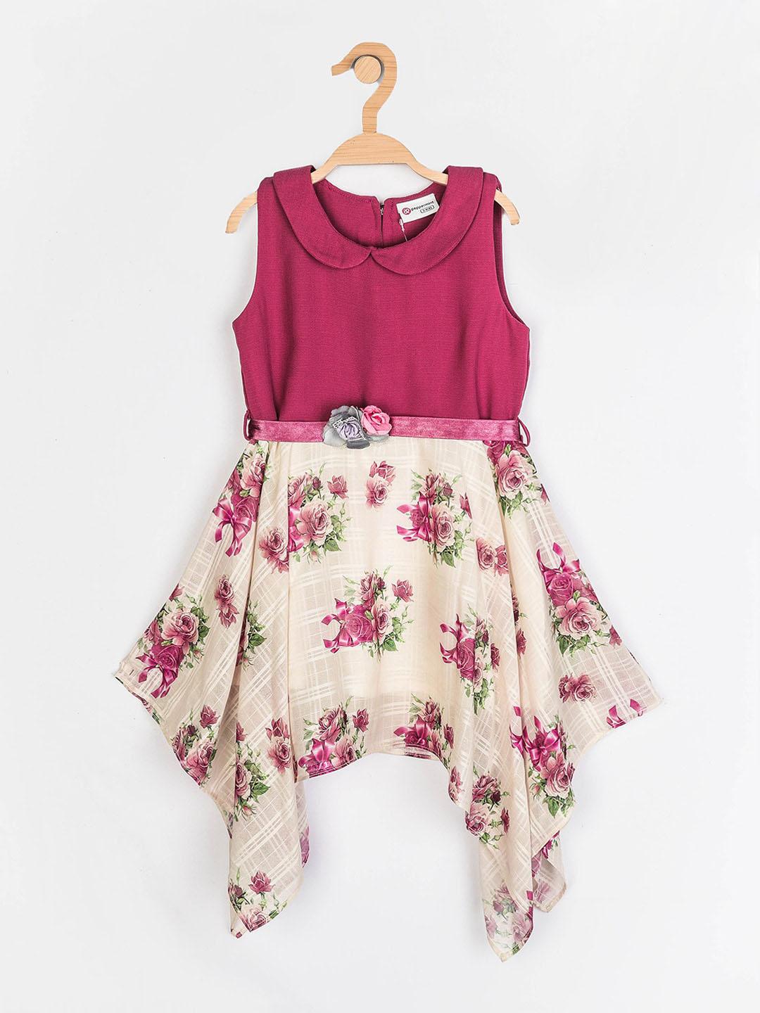 Buy Peppermint Purple Floral Peter Pan Collar Crepe Dress - Dresses for ...