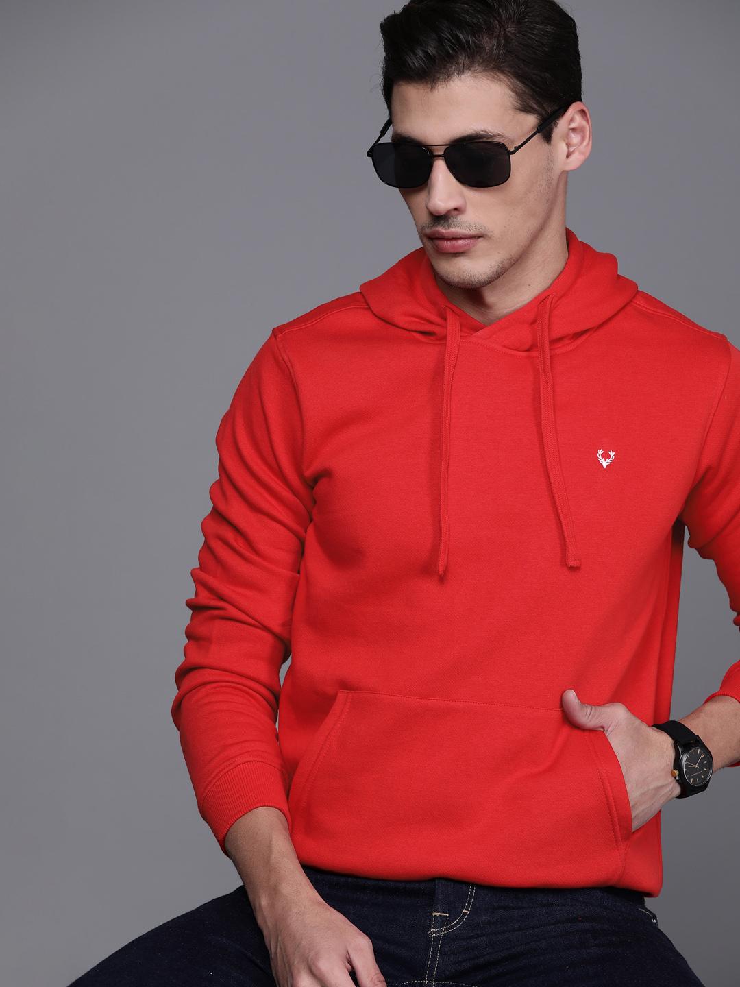 Buy Allen Solly Sport Men Red Solid Hooded Sweatshirt - Sweatshirts for Men 15480794 | Myntra