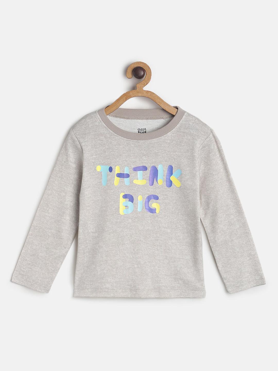 Buy MINI KLUB Boys Grey Typography Printed Applique T Shirt - Tshirts ...