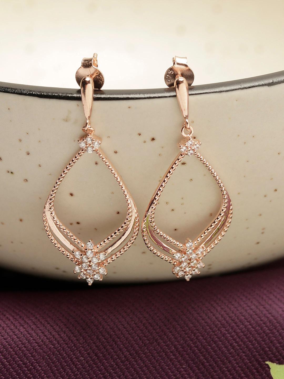 Buy GIVA 925 Silver Rose Gold Princess Earrings - Earrings for Women ...