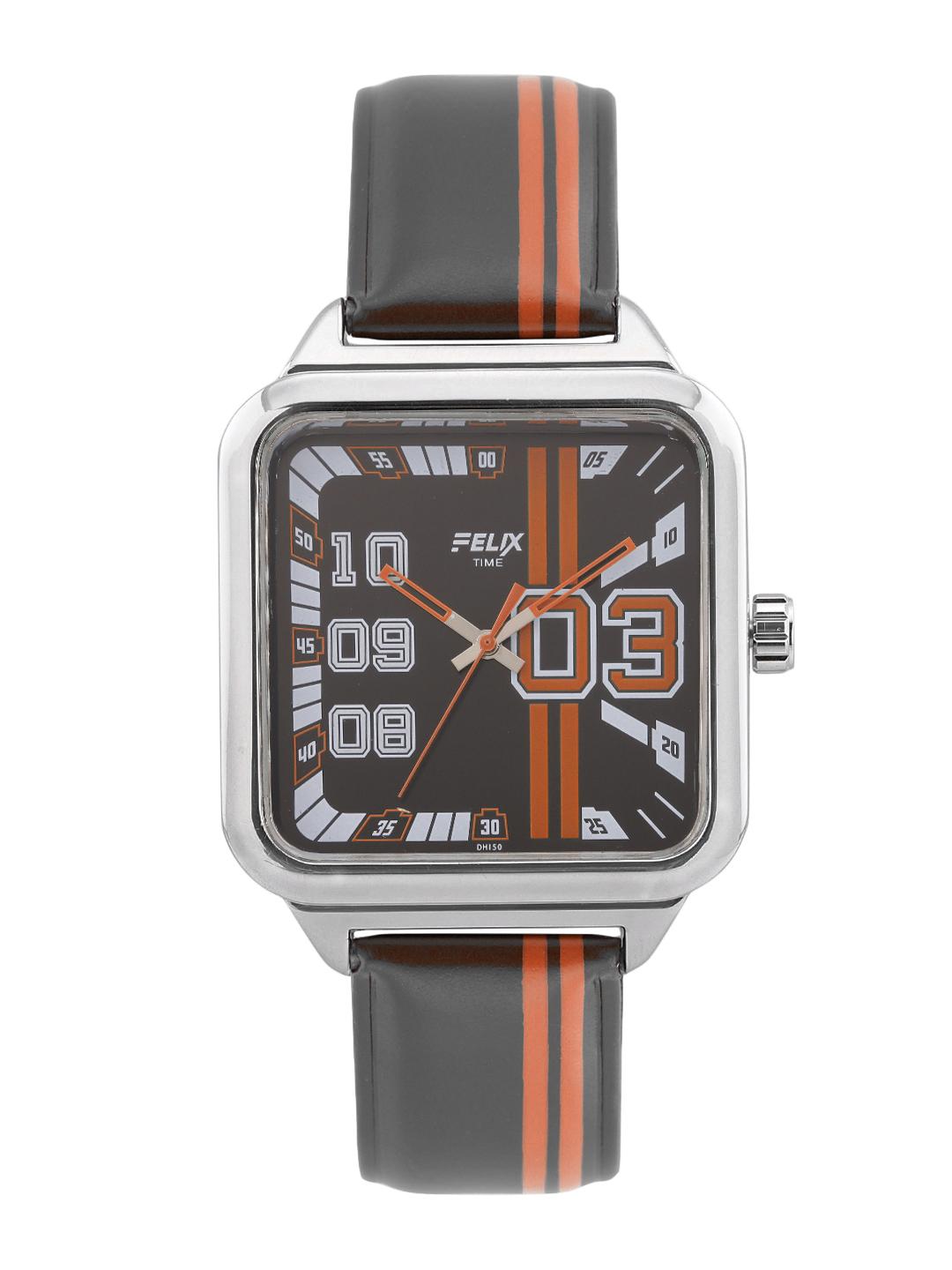 Buy FELIX Men Black Printed Dial & Multicoloured Leather Straps ...
