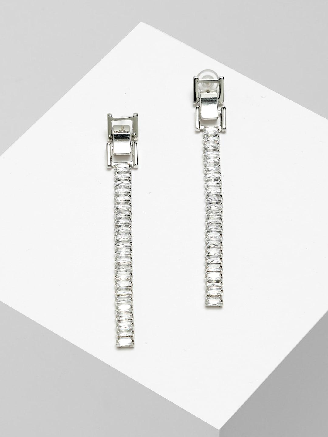 Buy AVANT GARDE PARIS Silver Toned Contemporary Drop Earrings ...
