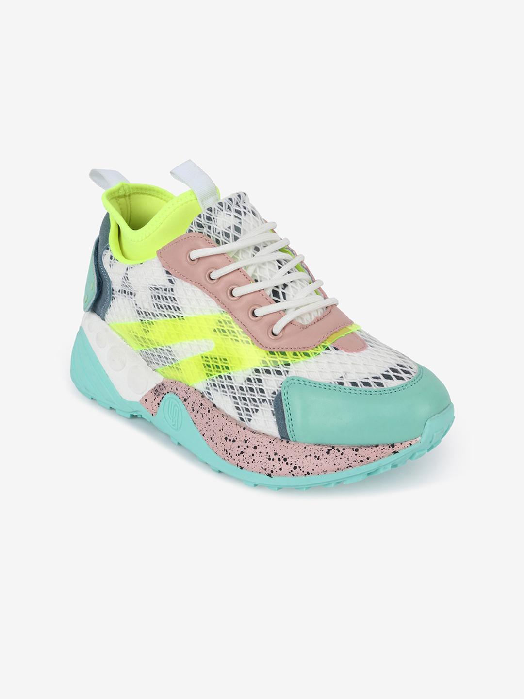 Buy LYN Women Green Colourblocked PU Sneakers - Casual Shoes for Women ...