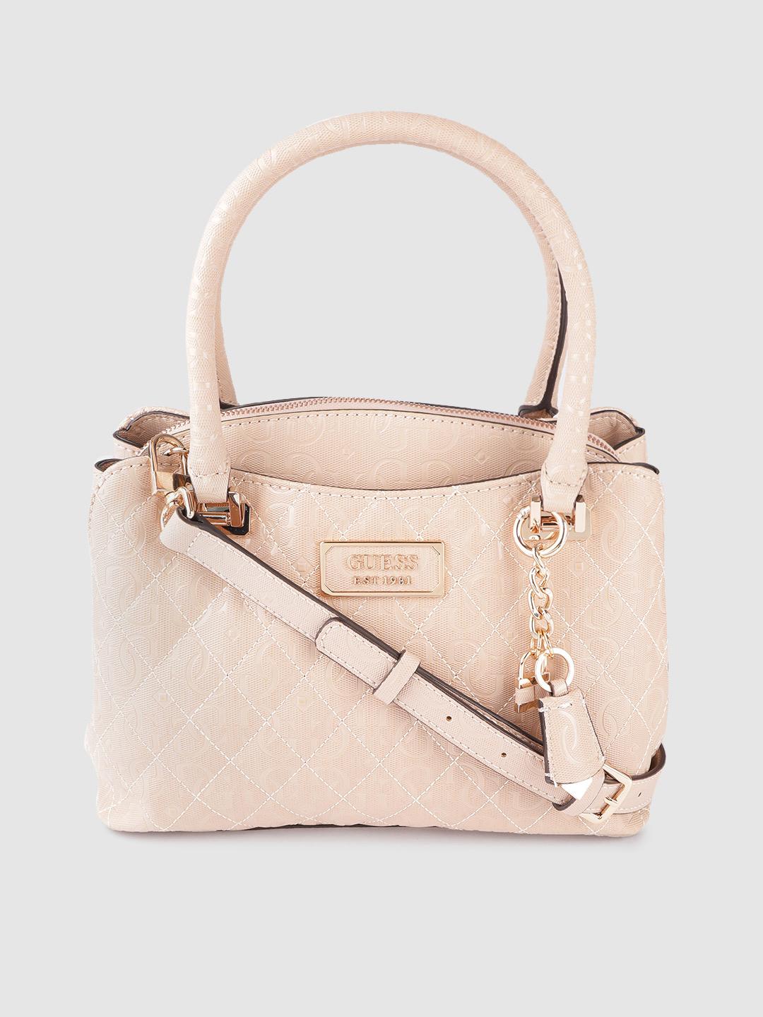 Buy GUESS Peach Coloured Brand Logo Textured Handheld Bag - Handbags ...