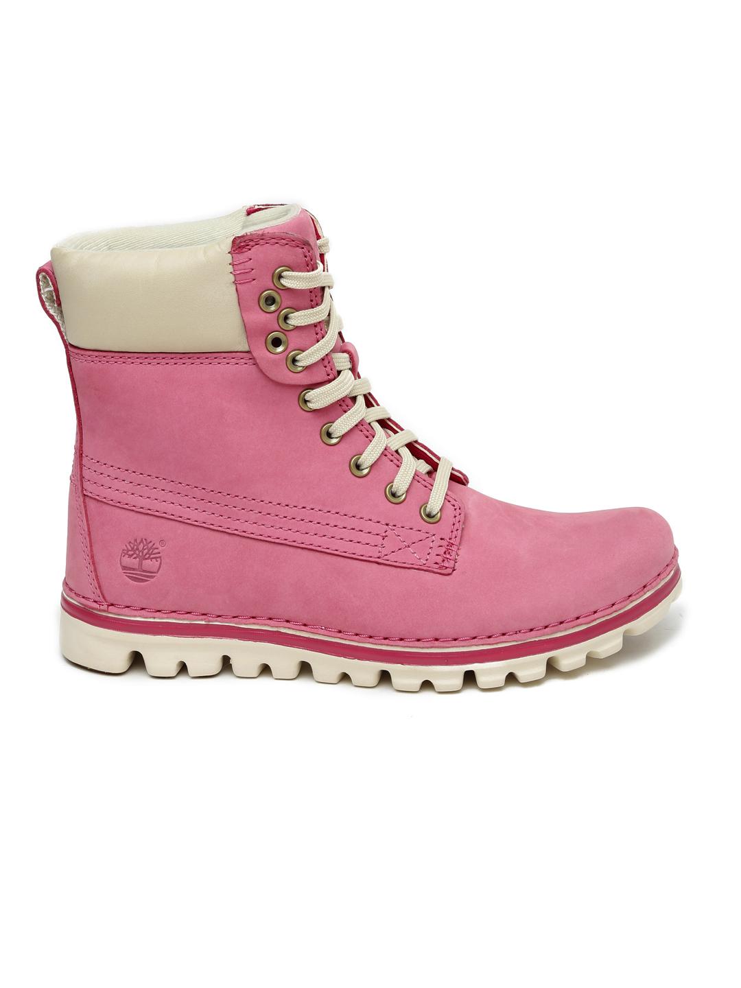 Buy Timberland Women Pink Brookton Nubuck Leather Flat Boots - Boots ...