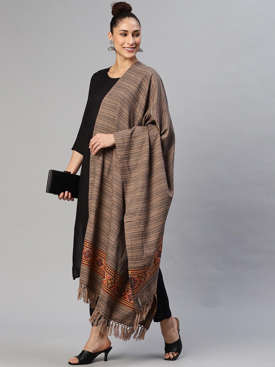 Buy WEAVERS VILLA Women Kullu Pattern Woven Winter Shawl - Shawl for ...