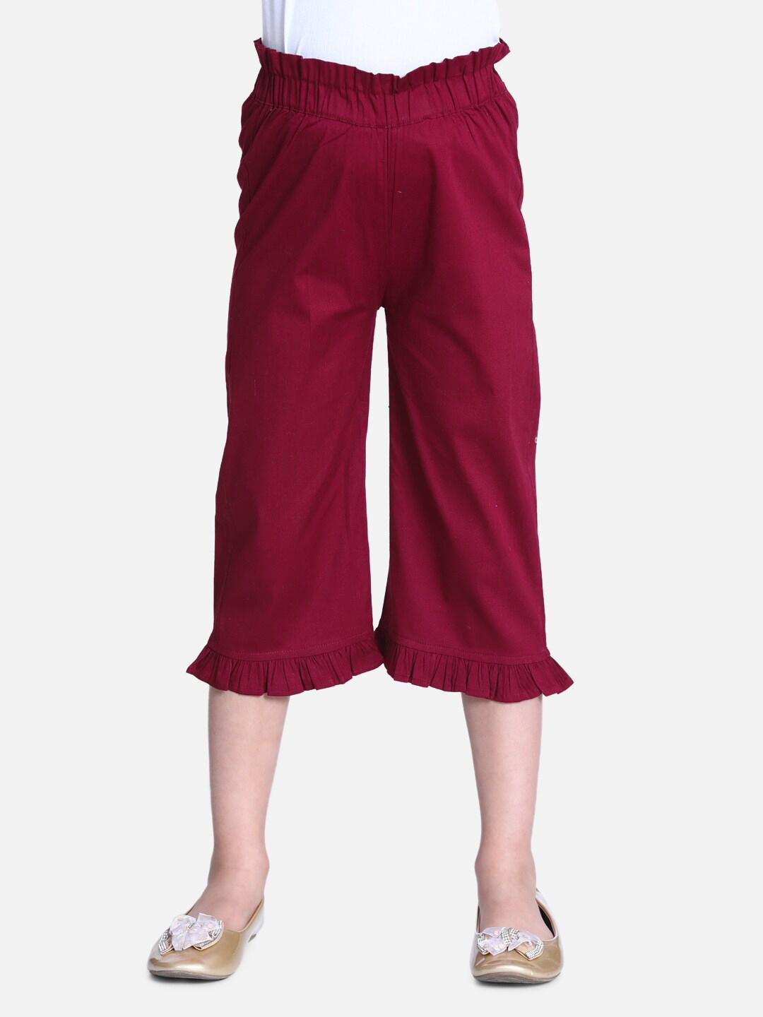 Buy Cutiekins Girls Maroon Cotton Capris - Capris for Girls 15613790 ...
