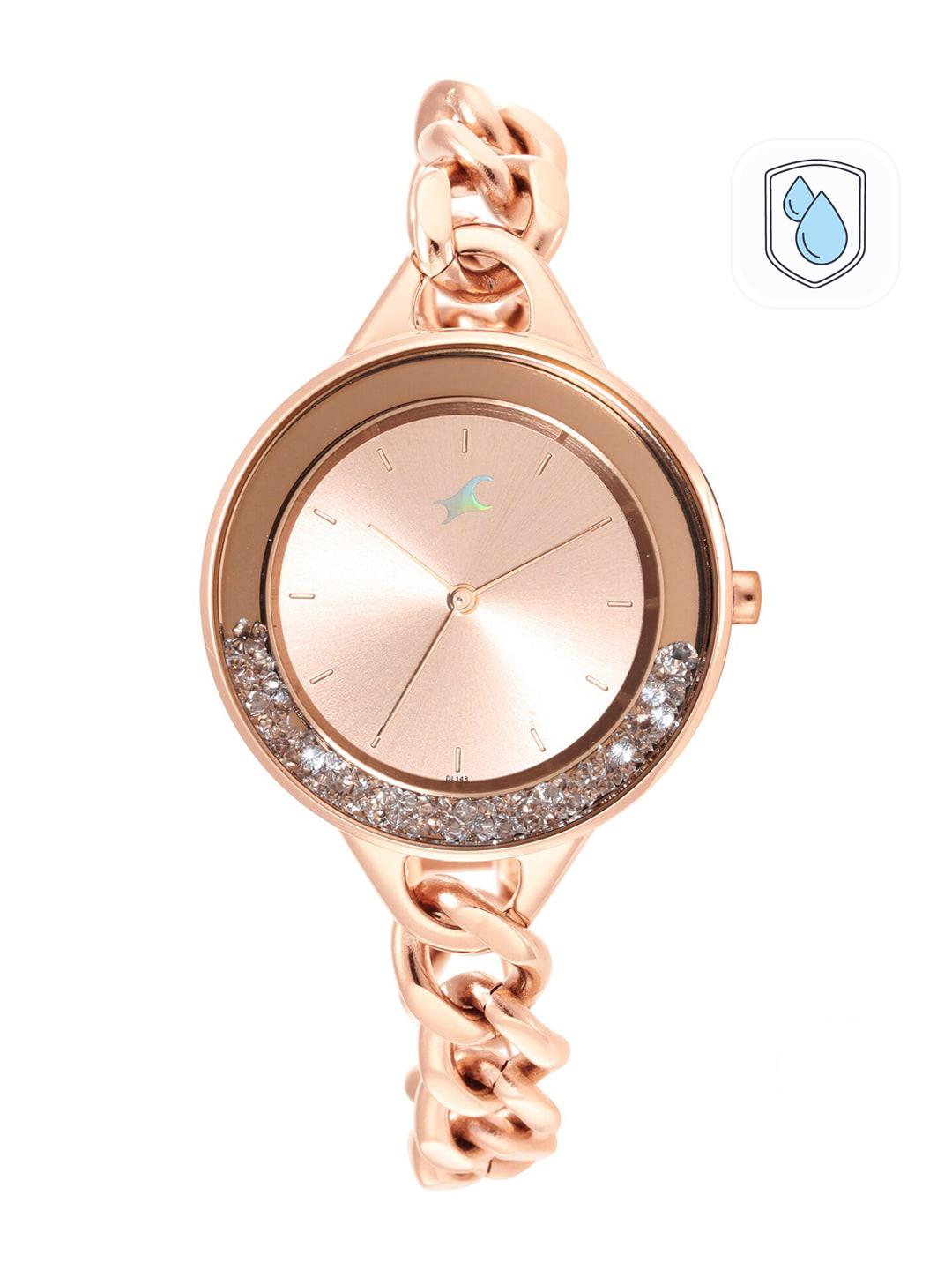 Buy Fastrack Glitch Quartz Analog With Rose Gold Dial Watch For Girls ...