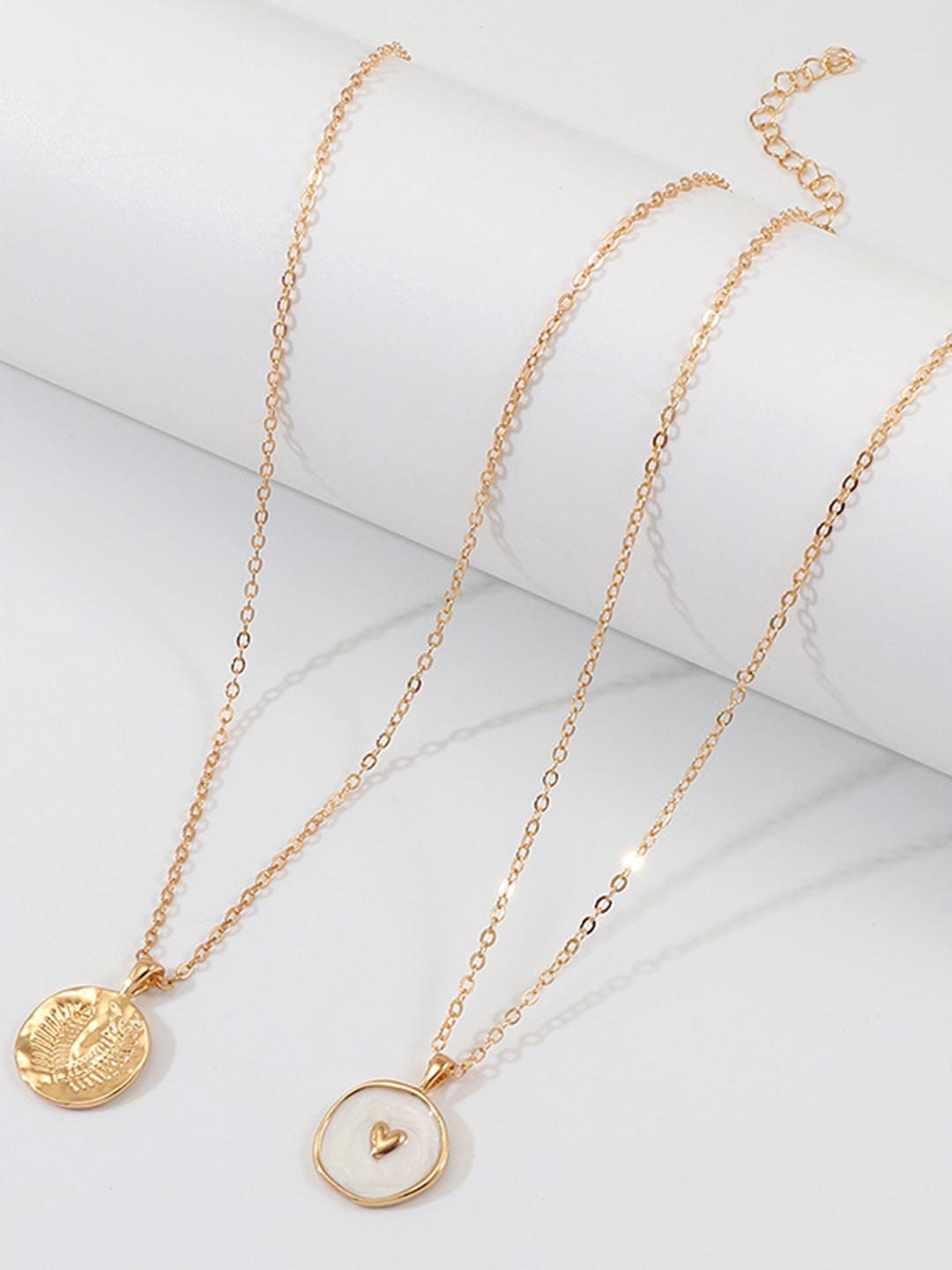Buy URBANIC Set Of 2 Gold Toned Gold Plated Chain - Necklace And Chains ...