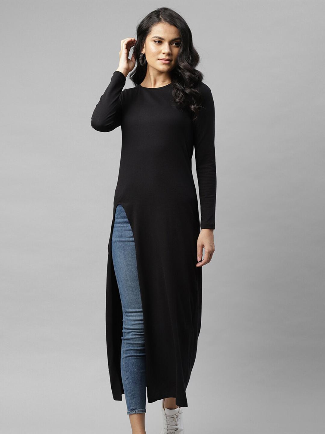 Buy Rigo Black Maxi Longline Top - Tops for Women 15646550 | Myntra