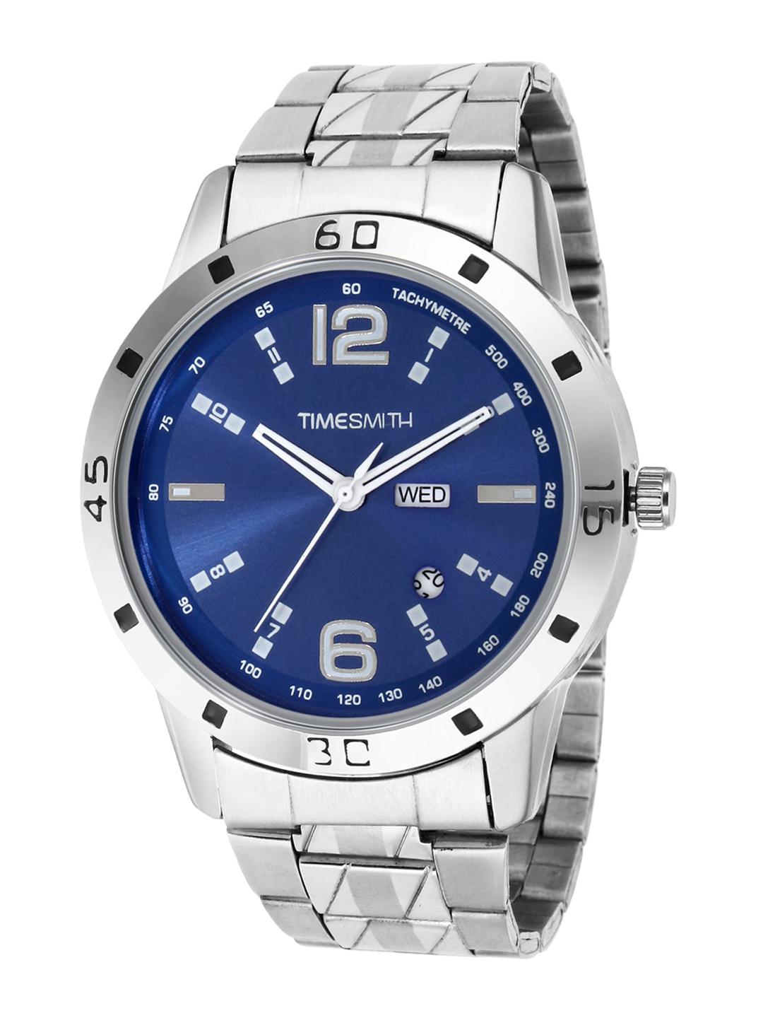 Buy TIMESMITH Men Blue Dial & Silver Toned Stainless Steel Bracelet ...