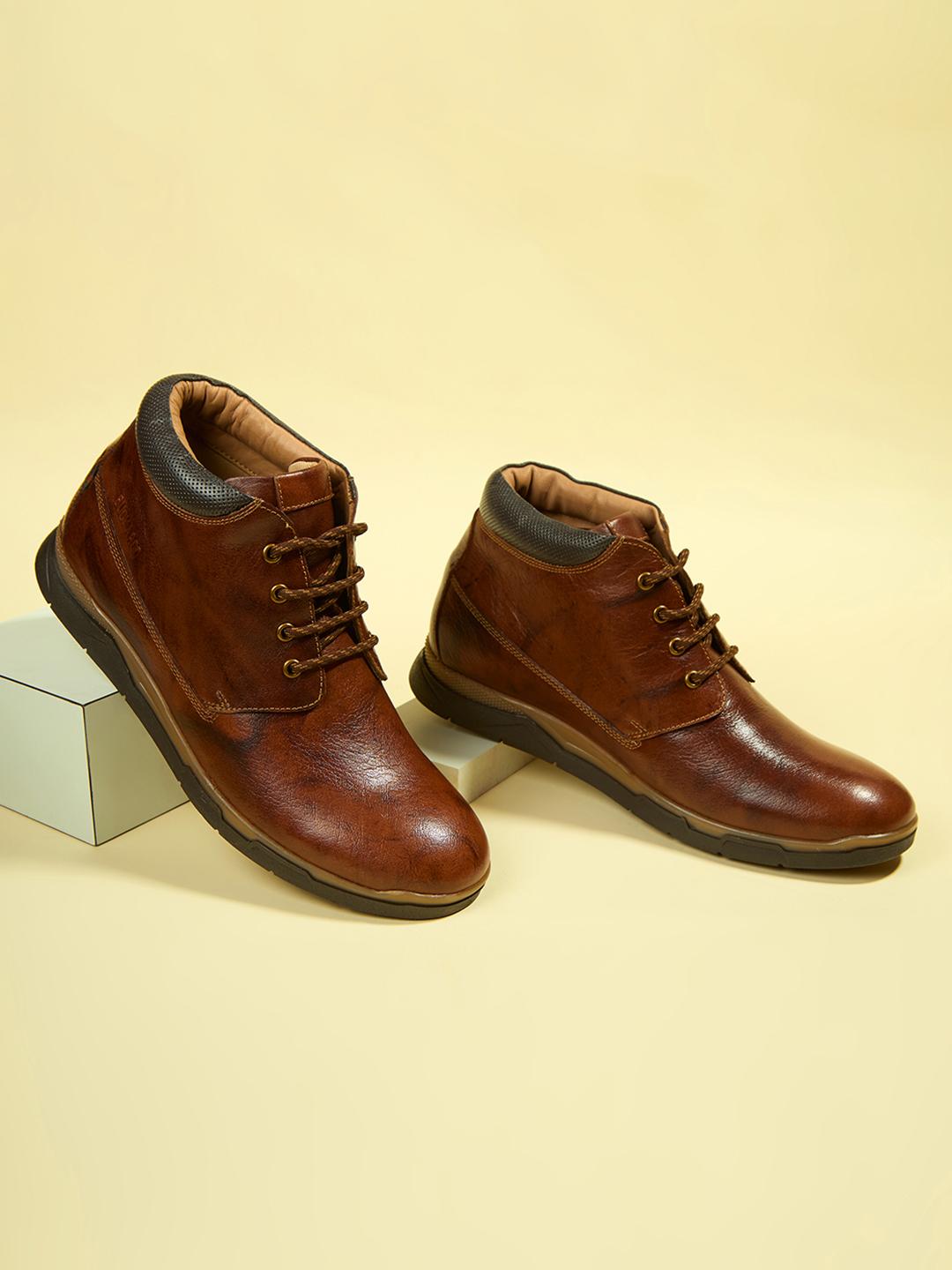 Buy Buckaroo Men Textured Leather Mid Top Chukka Boots - Boots for Men ...