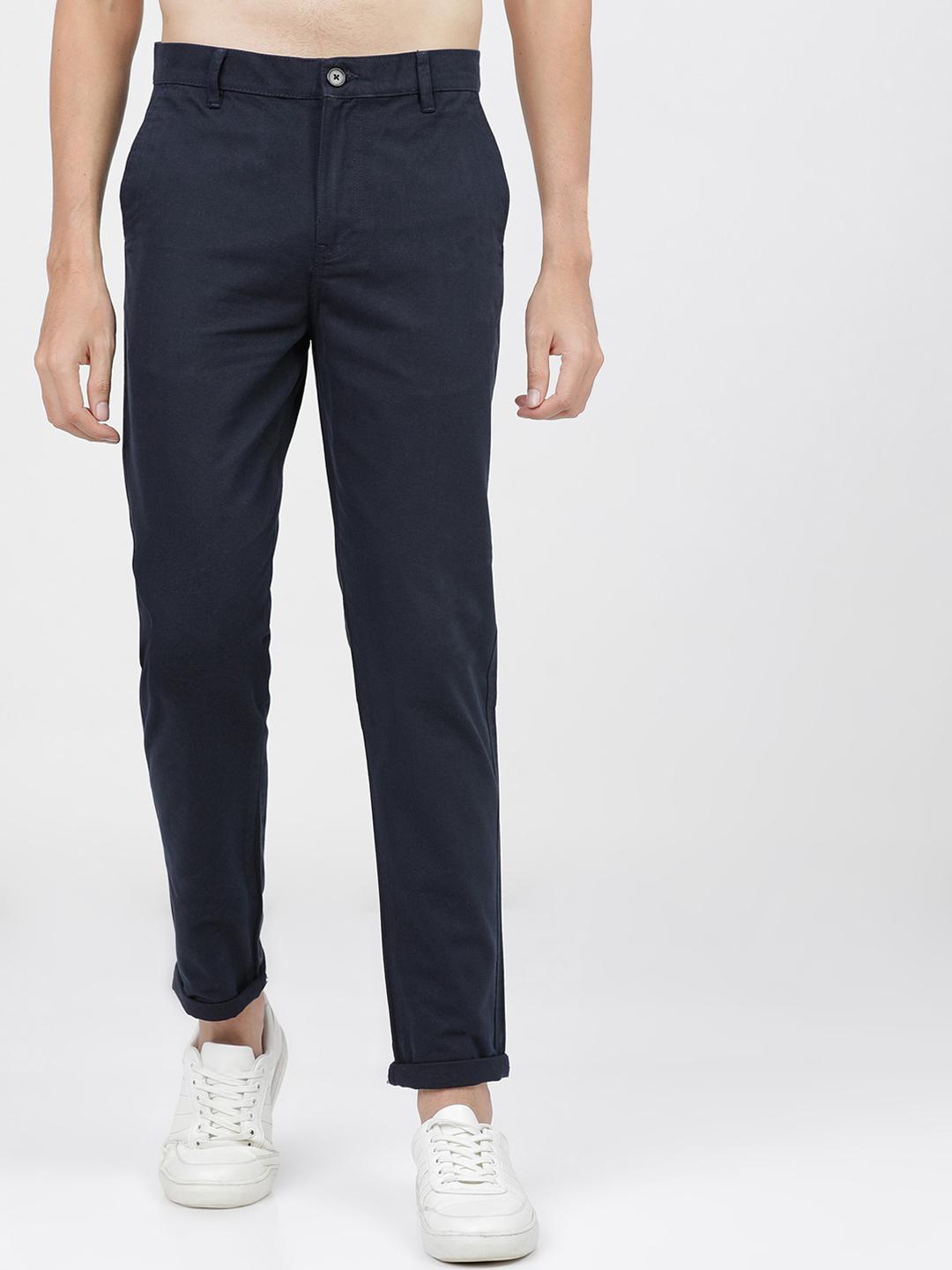 Buy KETCH Men Navy Blue Slim Fit Easy Wash Trousers - Trousers for Men ...