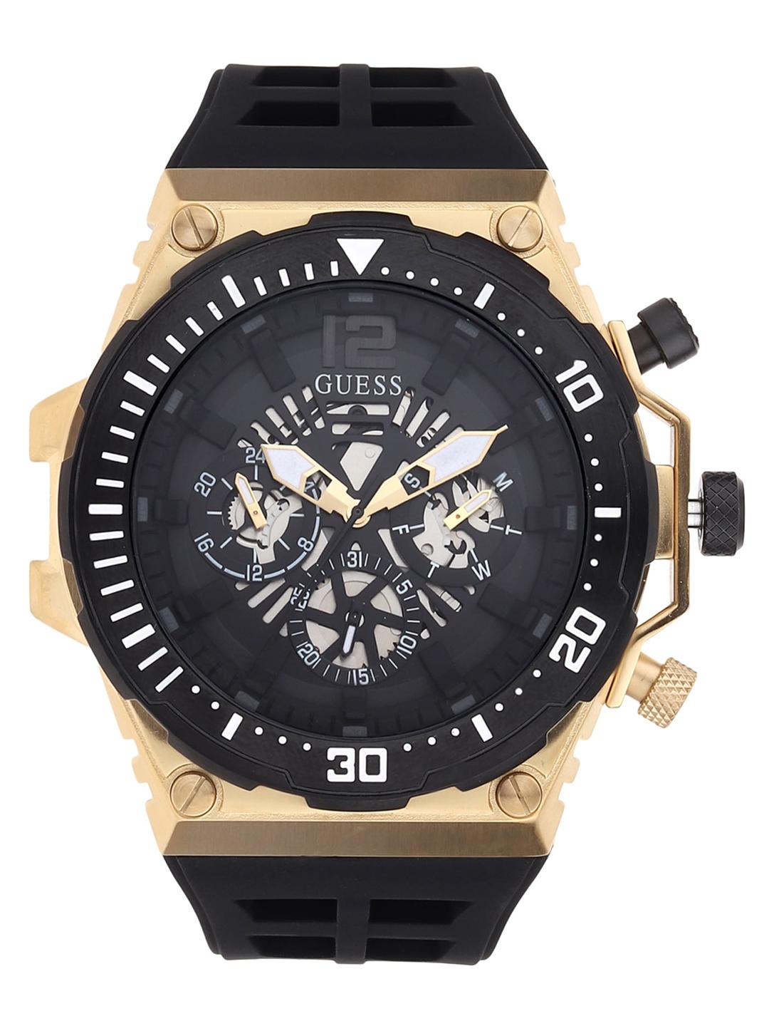 Buy GUESS Men Black Analogue Multi Function Automatic Motion Powered ...