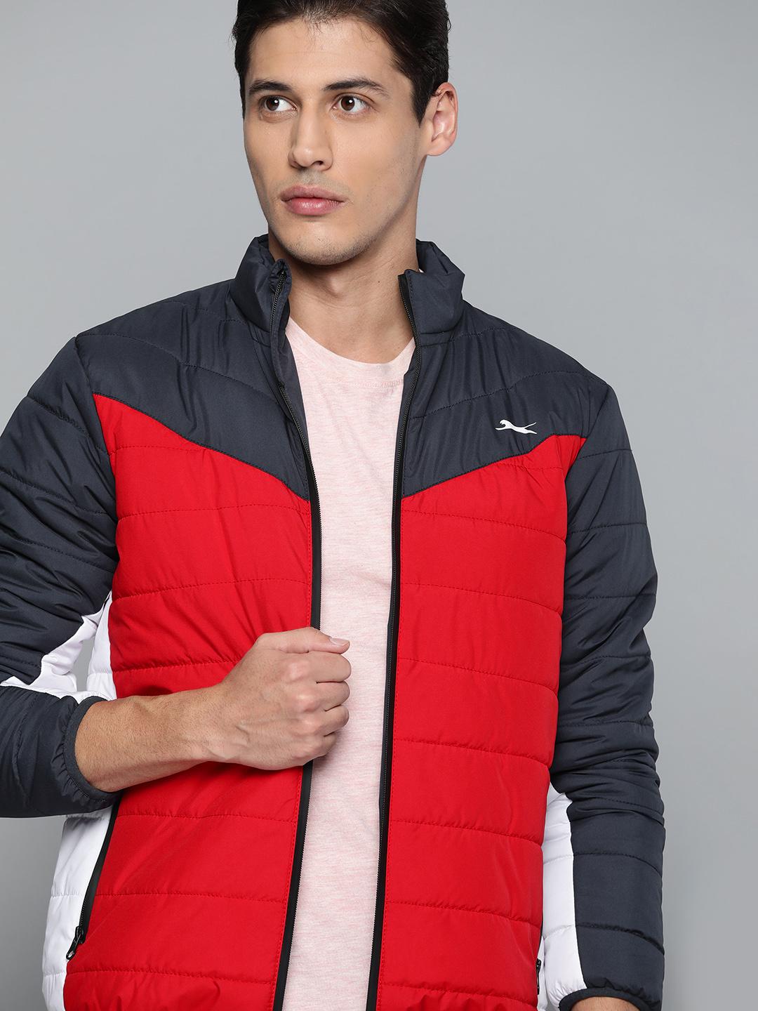 Buy Slazenger Men Red & Navy Blue Colourblocked Sporty Jacket - Jackets ...