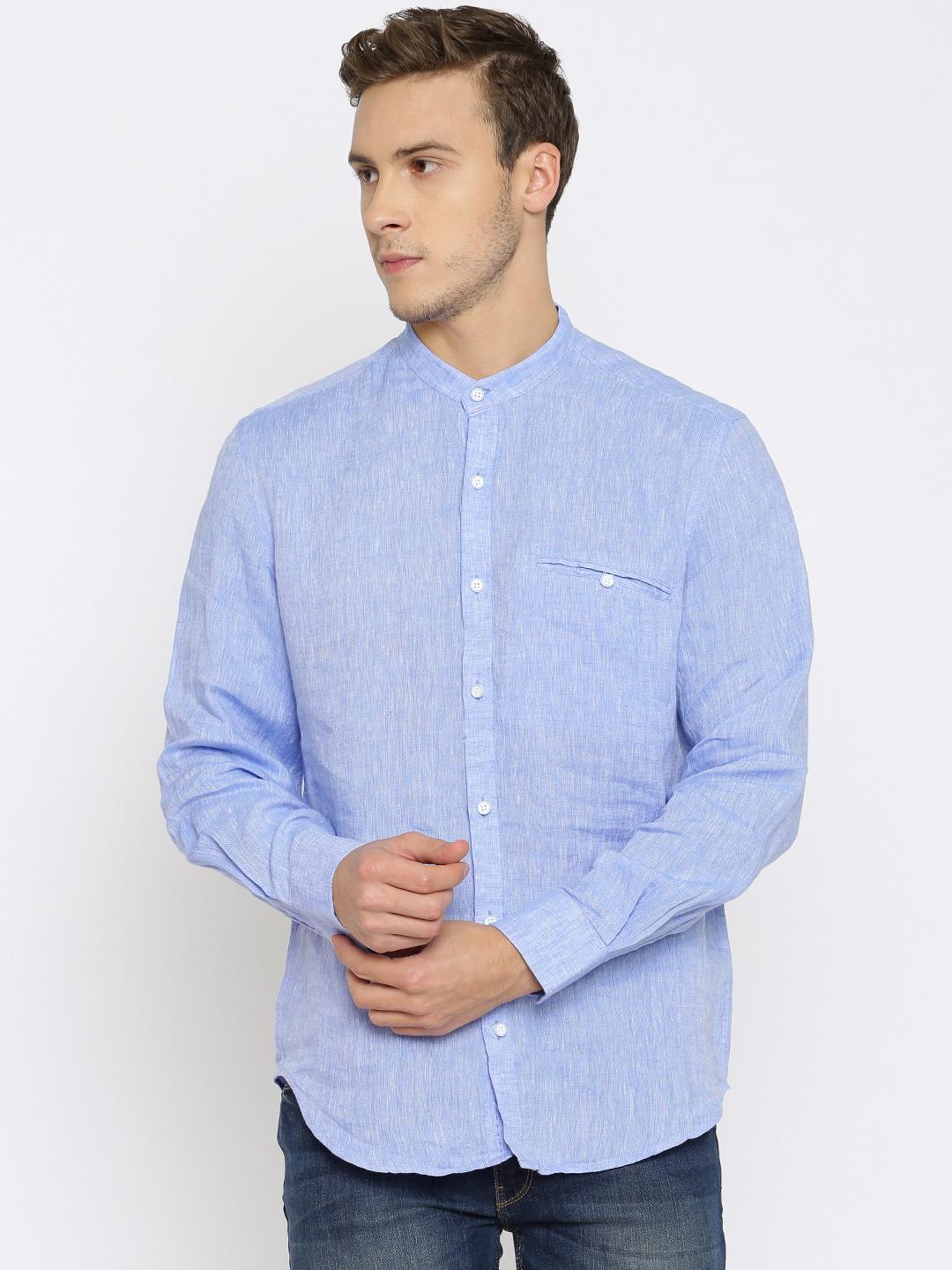 Buy Lombard Men Blue Mordern Fit Linen Casual Shirt - Shirts for Men ...