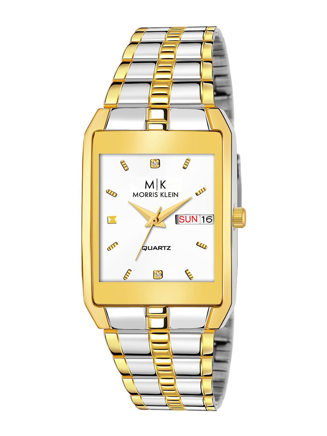Buy MORRIS KLEIN Men White Dial & Gold Plated Stainless Steel Bracelet ...