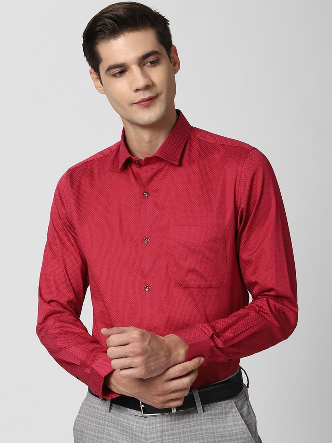 Buy Peter England Men Red Slim Fit Opaque Formal Shirt - Shirts for Men ...