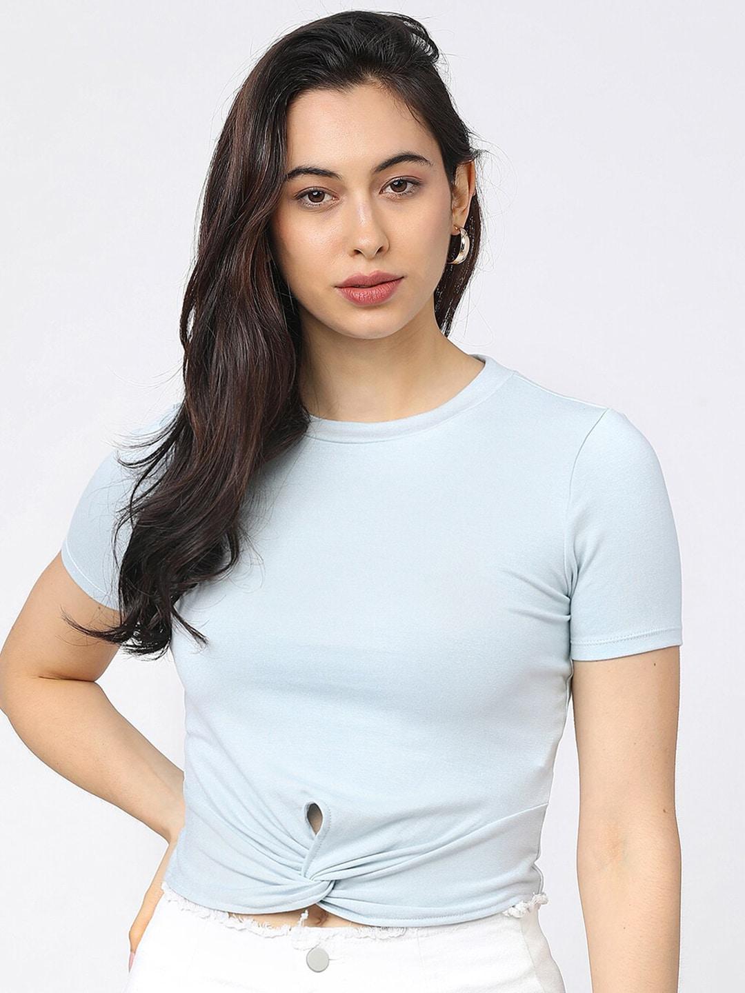 Buy Tokyo Talkies Blue Fitted Top - Tops for Women 15953928 | Myntra