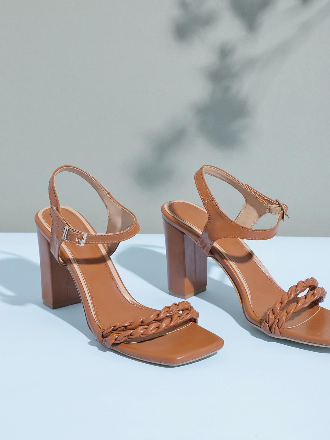 Buy Mast & Harbour Brown Braided Block Heels - Heels for Women 15988218 ...