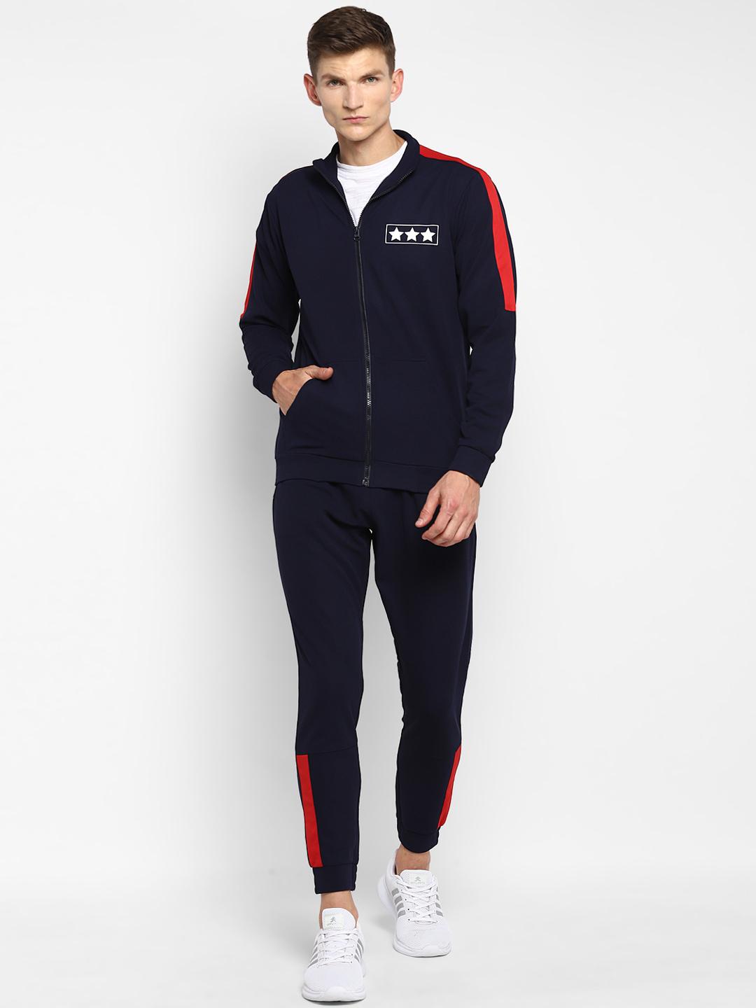 Buy Yuuki Men Navy Blue & Red Solid Tracksuit - Tracksuits for Men ...
