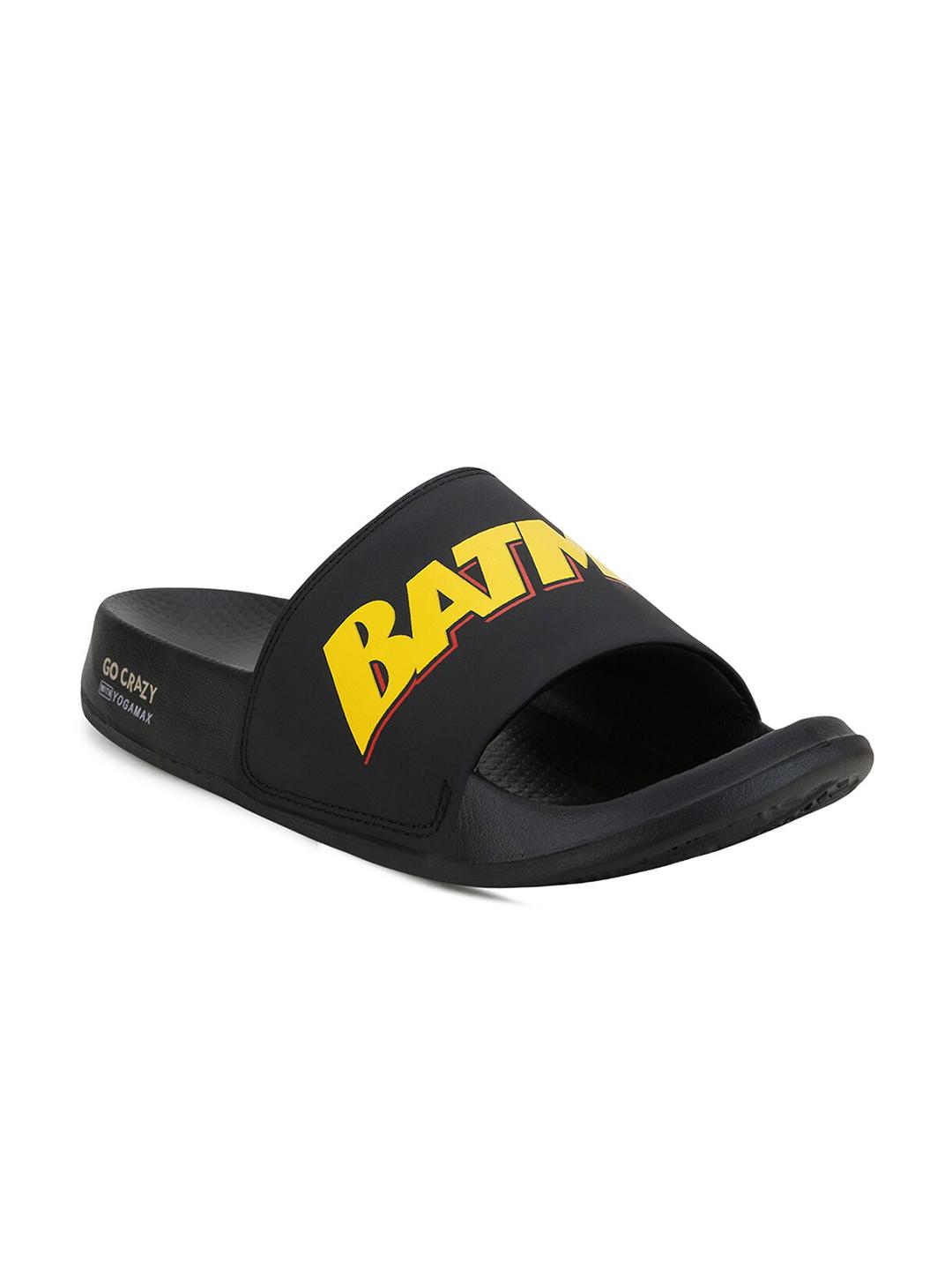 Buy Campus Men JL 001 Black & Yellow Batman Printed Sliders - Flip ...