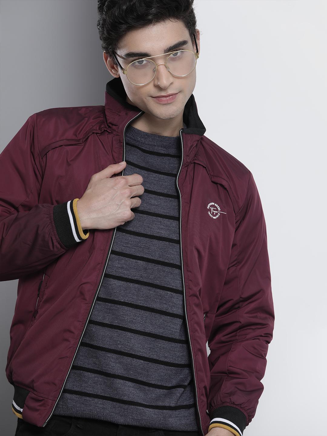 Buy The Indian Garage Co Slim Fit High Neck Zip Front Bomber Jacket ...