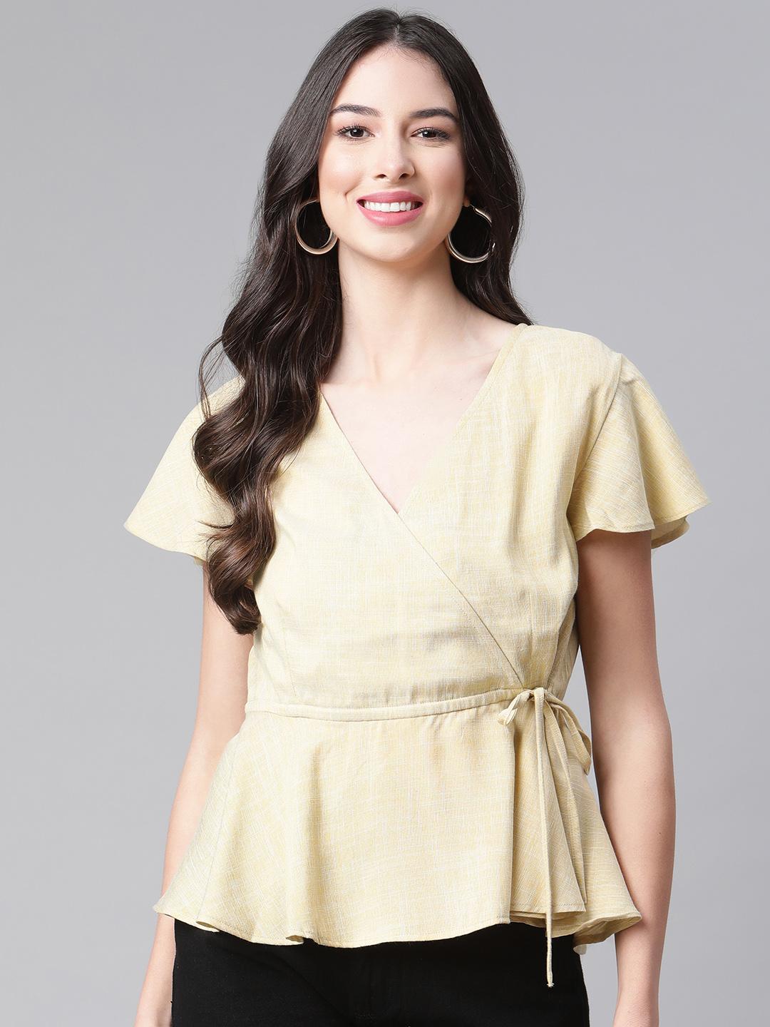 Buy Cottinfab Women Yellow Wrap Top - Tops for Women 16034776 | Myntra