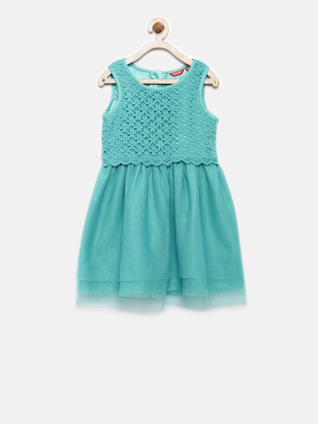 Buy Elle Kids Girls Blue Lace Fit & Flare Dress - Dresses for Girls ...