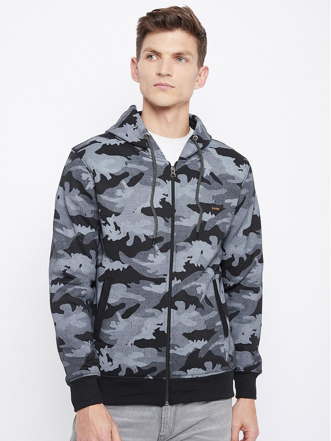 Buy Adobe Men Black Printed Hooded Sweatshirt - Sweatshirts for Men ...