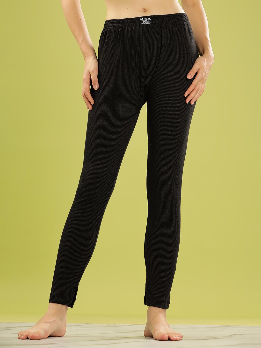 Buy Dollar Ultra Women Black Solid Thermal Trouser - Thermal Bottoms ...
