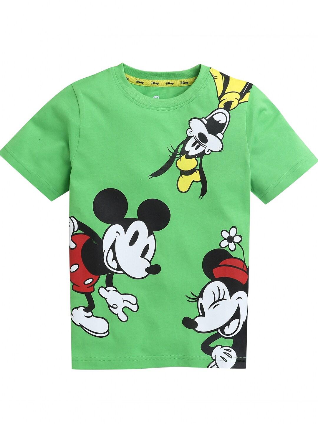 Buy KINSEY Boys Green Mickey & Friends Printed Bio Finish T Shirt ...