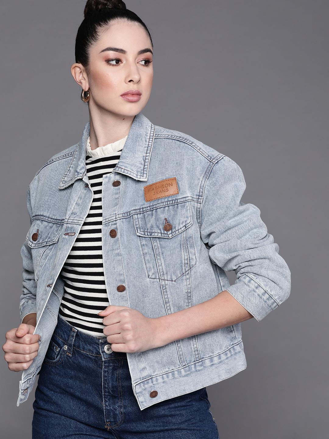 Buy JC Mode Women Blue Solid Denim Jacket - Jackets for Women 16154392 ...