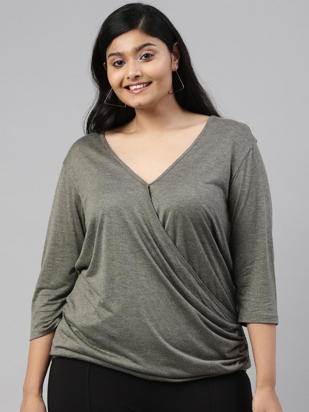 Buy The Pink Moon Grey Wrap Top - Tops for Women 16155624 | Myntra