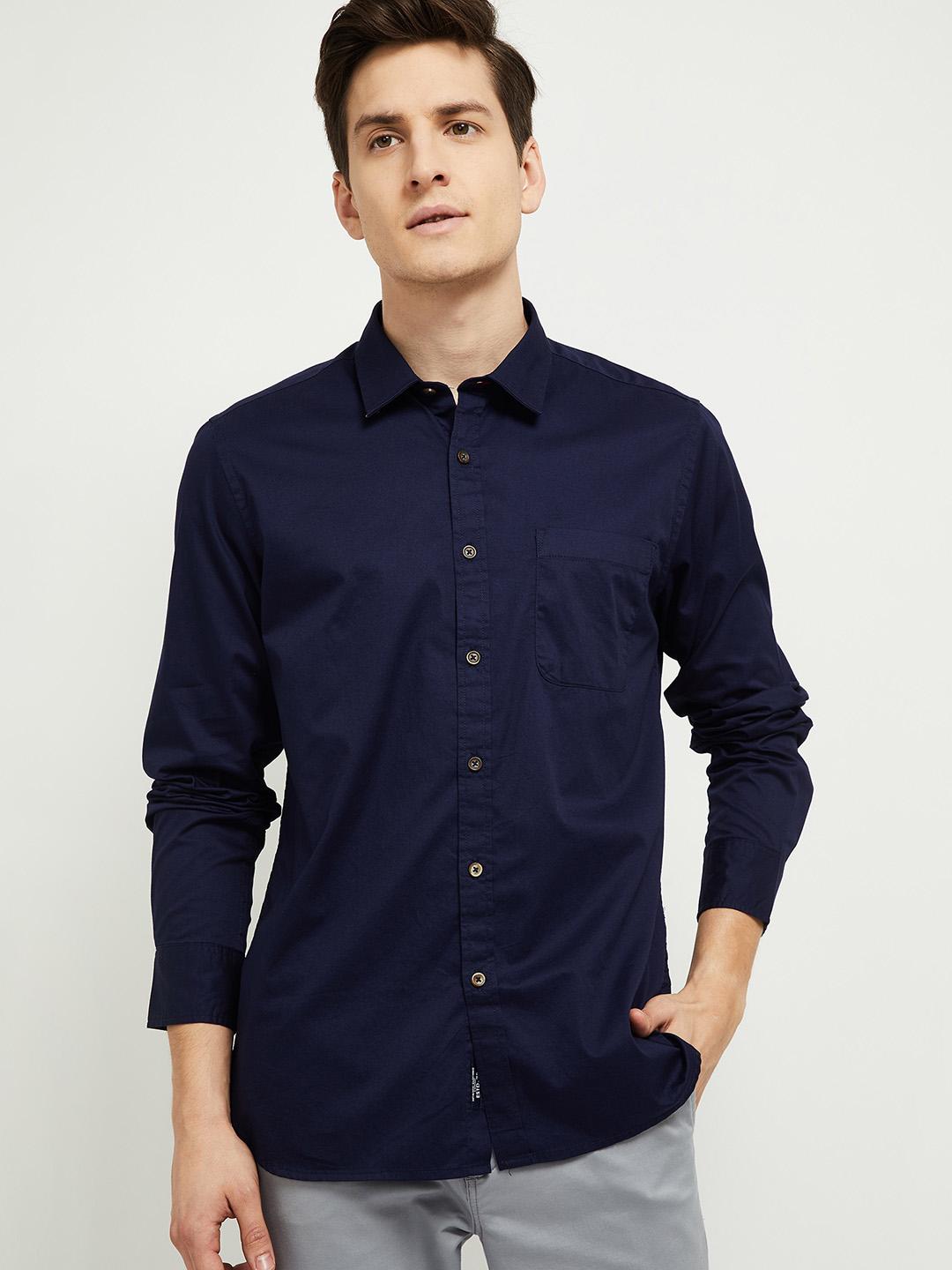 Buy Max Men Navy Blue Casual Shirt - Shirts for Men 16184736 | Myntra