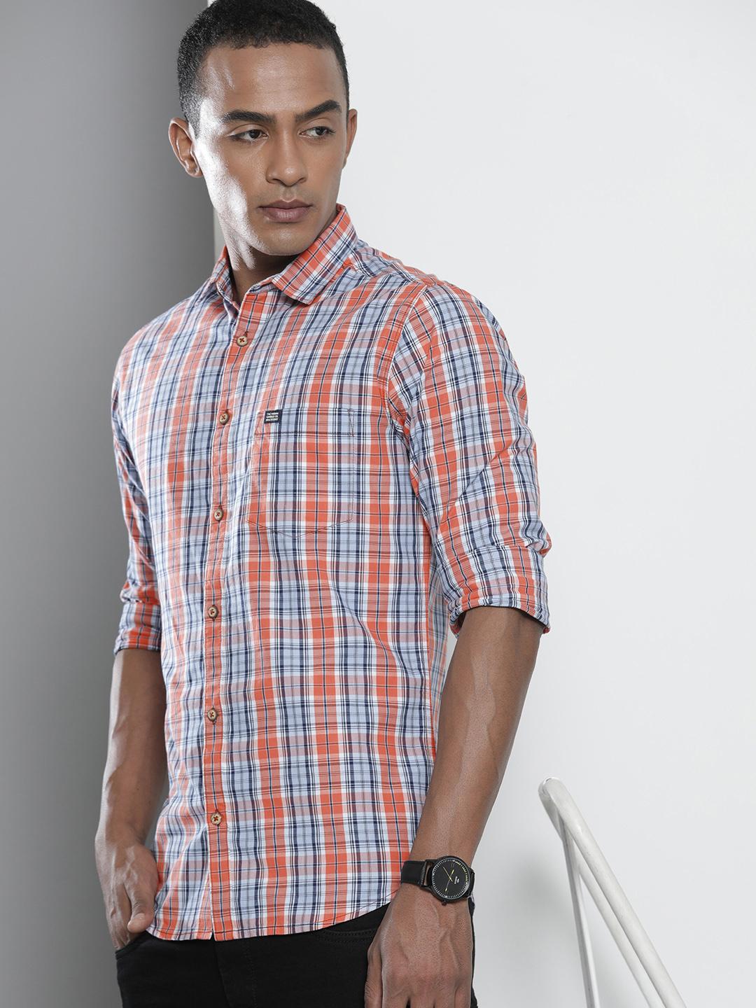 Buy The Indian Garage Co Men Blue Tartan Regular Checks Opaque Checked ...