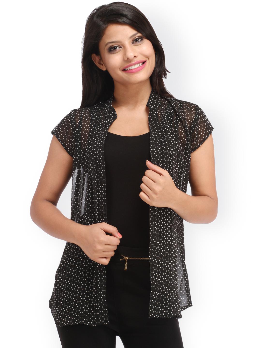 Buy Cottinfab Black Printed Shrug - Shrug for Women 1619550 | Myntra