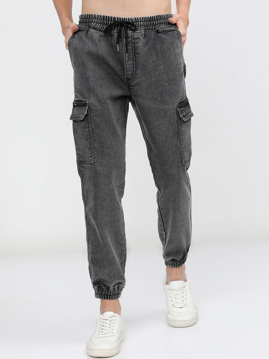 Buy KETCH Men Charcoal Grey Jogger Heavy Fade Stretchable Jeans - Jeans ...