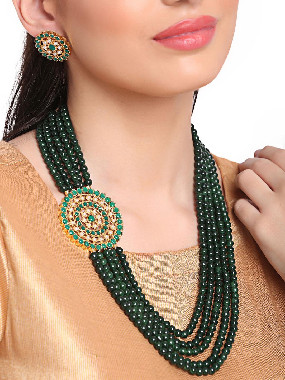 Buy Shining Diva Green Pearl Studded Jewellery Set - Jewellery Set for ...