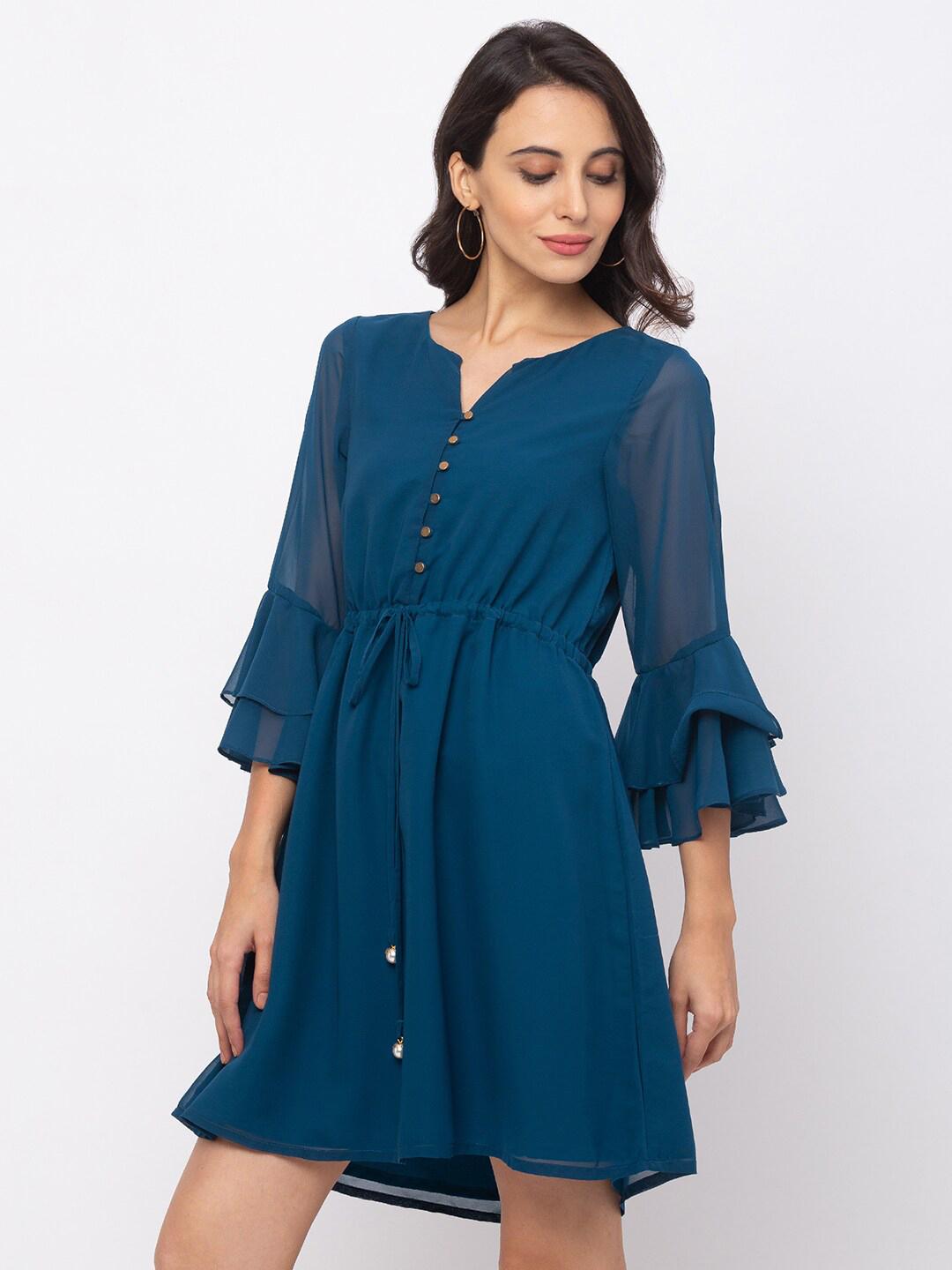Buy Iti Women Teal Georgette Dress - Dresses for Women 16224176 | Myntra
