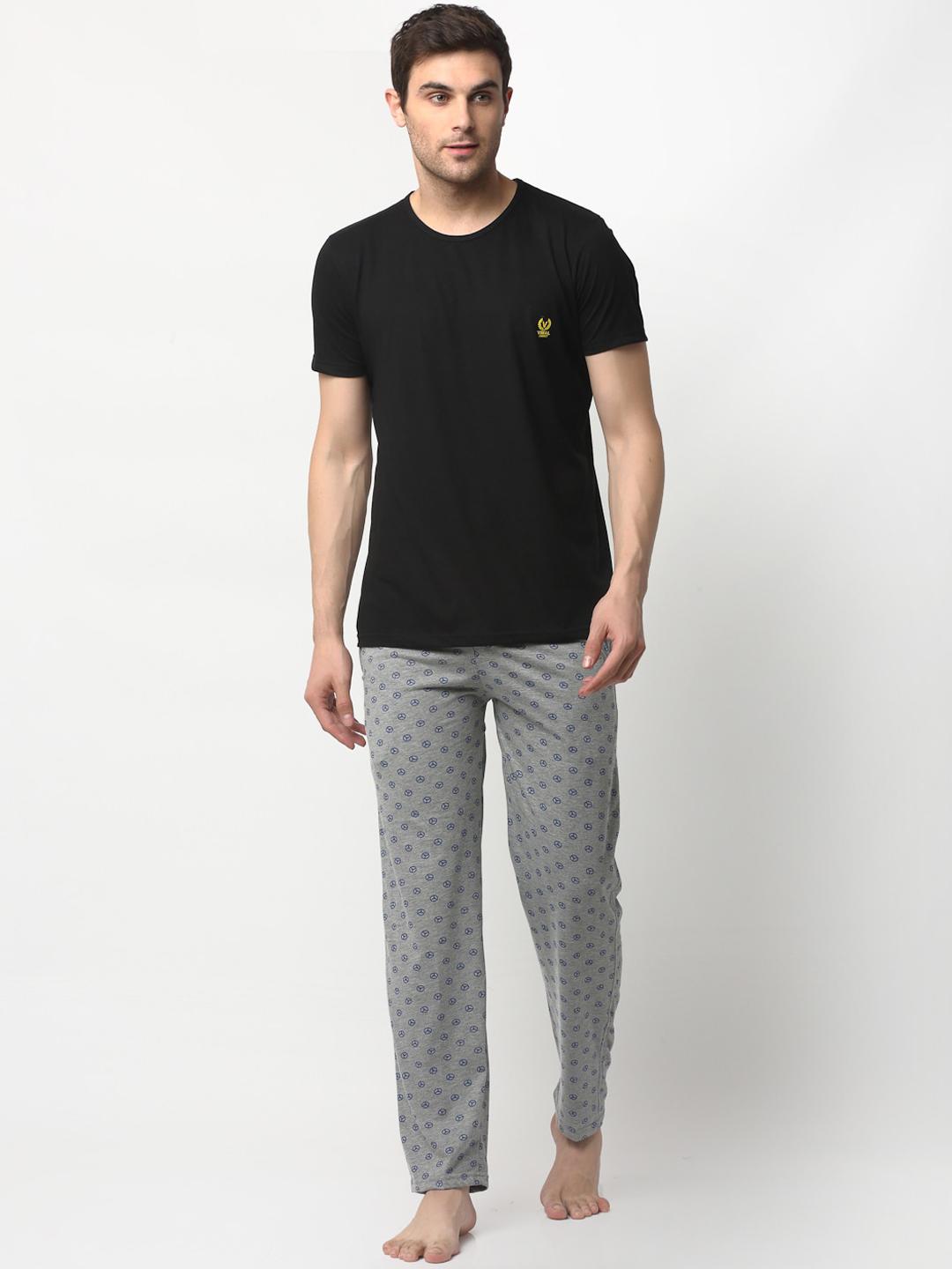 Buy MACK JONNEY Men Black & Grey Night Suit - Night Suits for Men ...