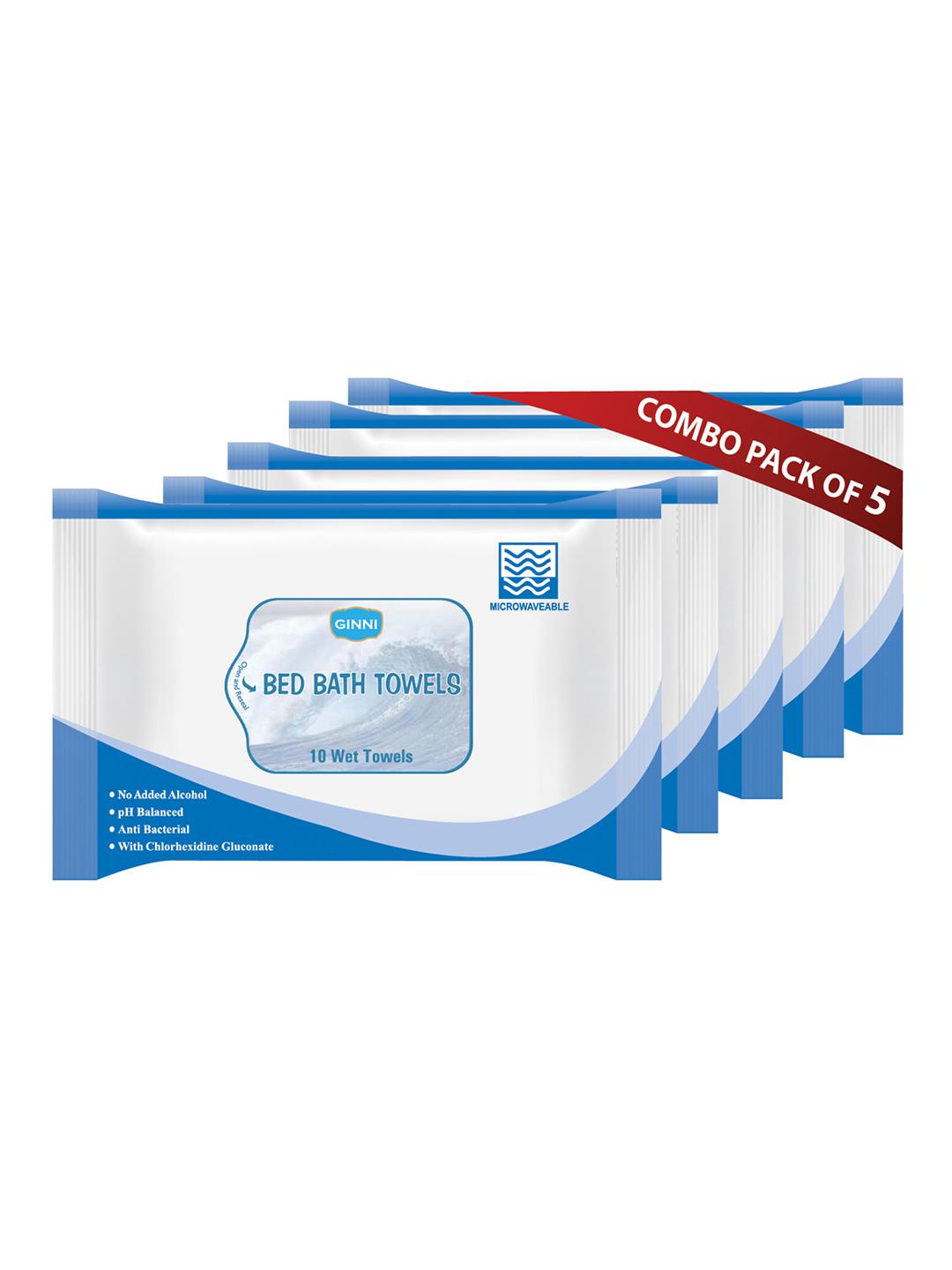 Buy Ginni Set Of 5 Hygiene Wet Bed Bath Towel - Facial Wipes And ...
