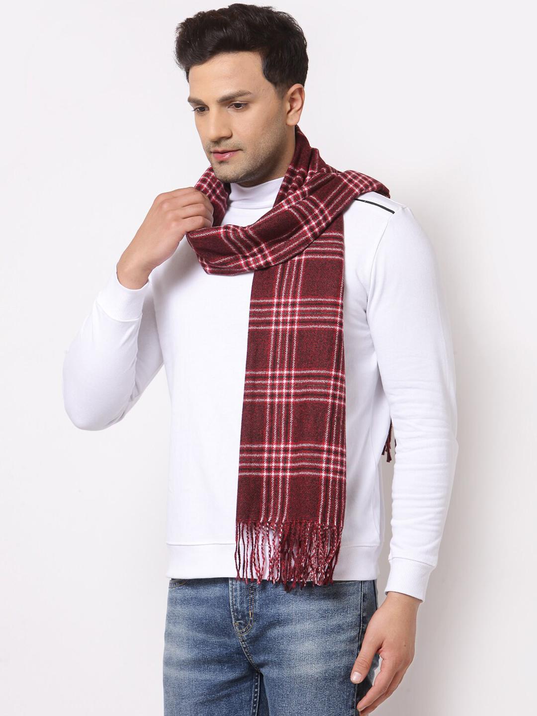 Buy Calvadoss Men Maroon Checked Woolen Muffler - Mufflers for Men ...