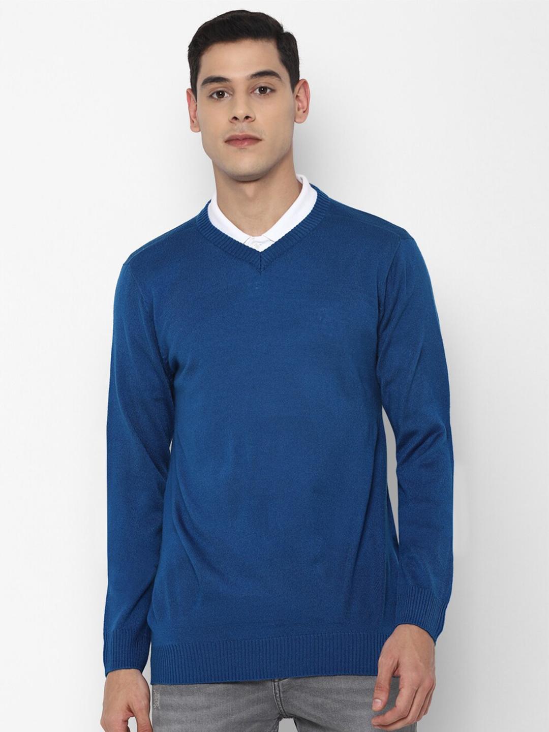 Buy FOREVER 21 Men Blue Solid Pullover Sweater - Sweaters for Men ...