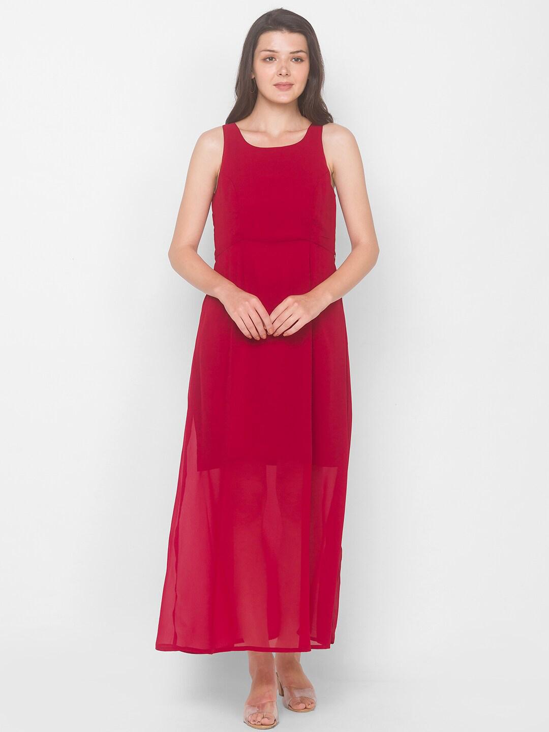 Buy Iti Maroon Georgette Maxi Dress - Dresses for Women 16280226 | Myntra